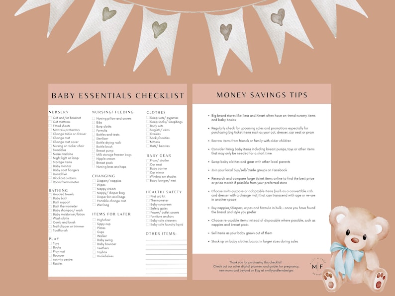 Baby Essentials Checklist- Printable List of Essential Baby Items for ...