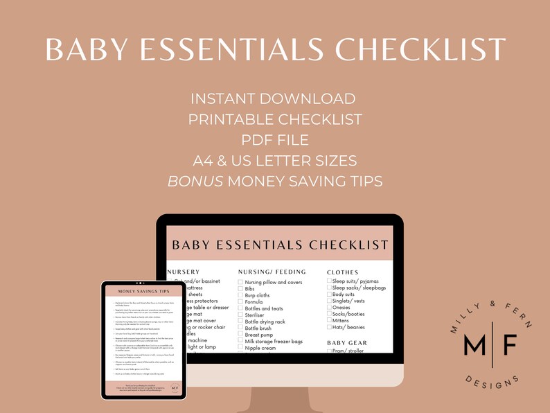 Baby Essentials Checklist- Printable List of Essential Baby Items for ...