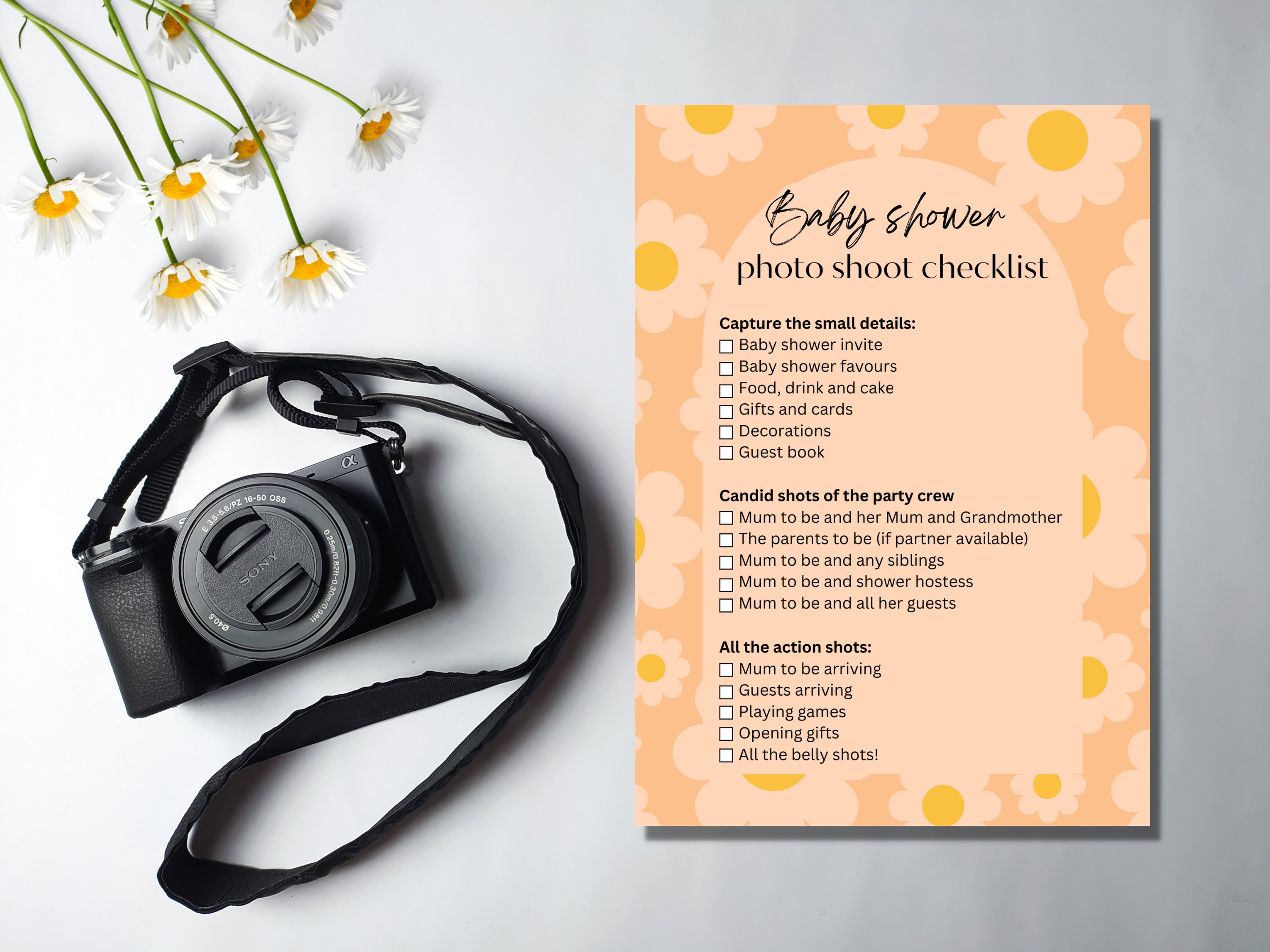 Baby Shower Photo Checklist - Baby Sprinkle Photos Plan - PDF Printable ...