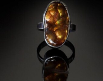 925 Sterling Silver Ring Natural Mexican Fire Agate Ring Handmade Ring Agate Gemstone Ring ...