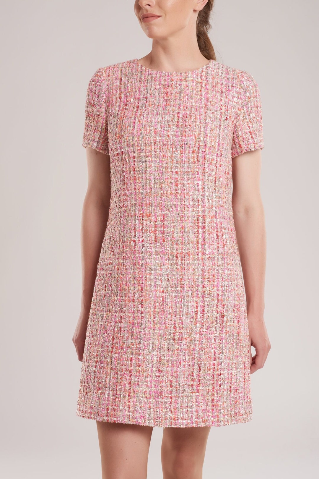 Pink Tweed Mini Dress Etsy UK