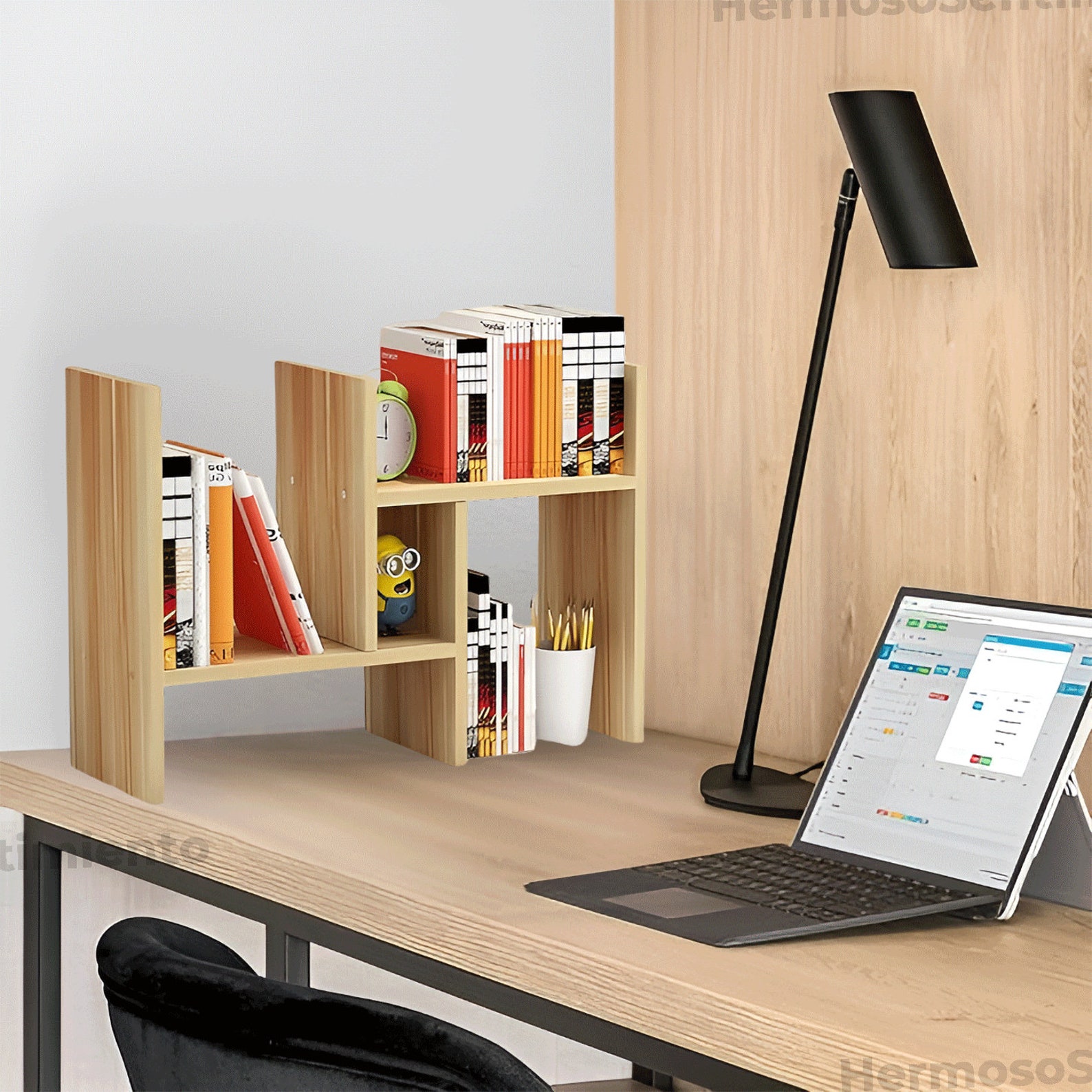 Adjustable Wooden Bookshelf Desk Organizer Mail Organizer Wooden ...