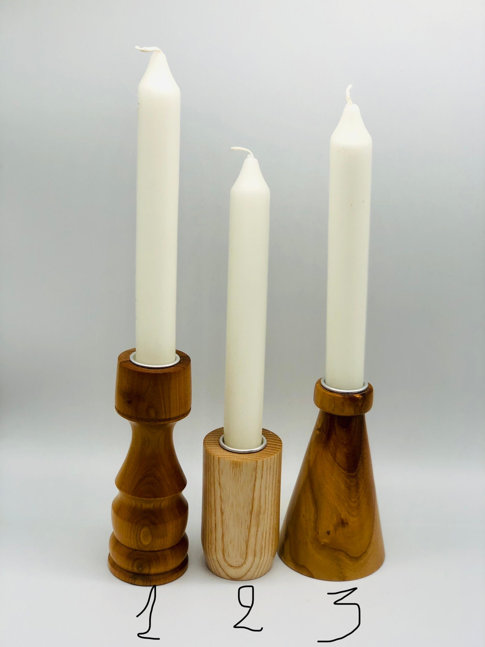 Taper Candlestick Made of Different Woods Wooden Candlestick Holder wood Pillar Candle Holders ...