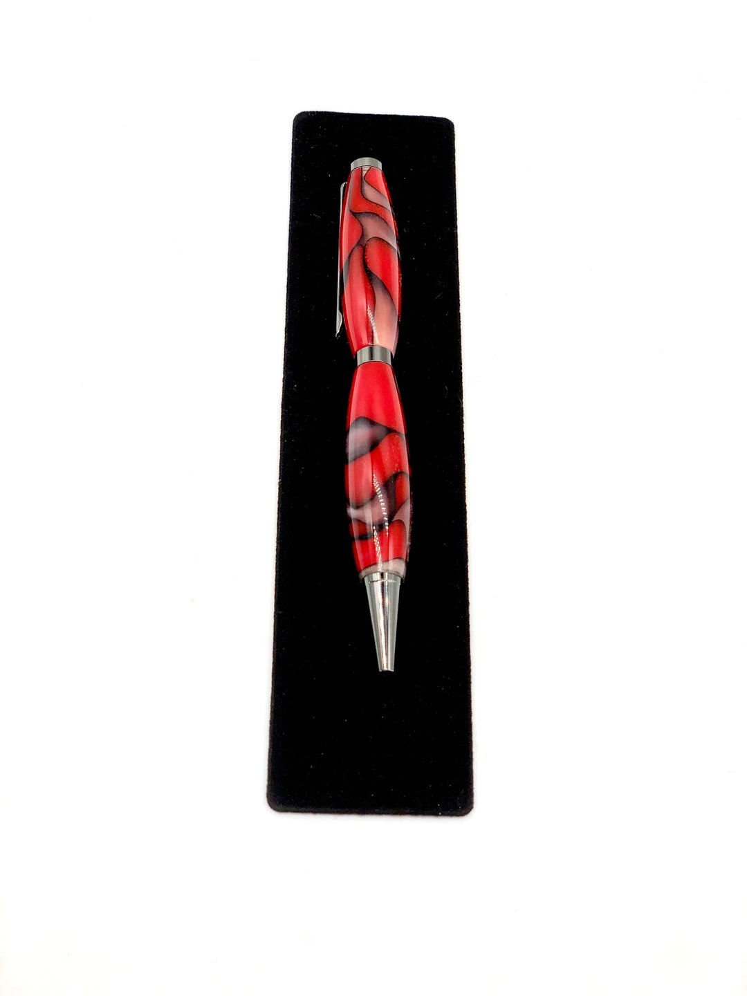 Handmade Acrylic Ballpoint Pen / Red, Black and White Acrylic Ballpoint ...