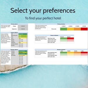 Hotel Comparison Spreadsheet | Hotel Travel Planner | Compare Any Hotel ...
