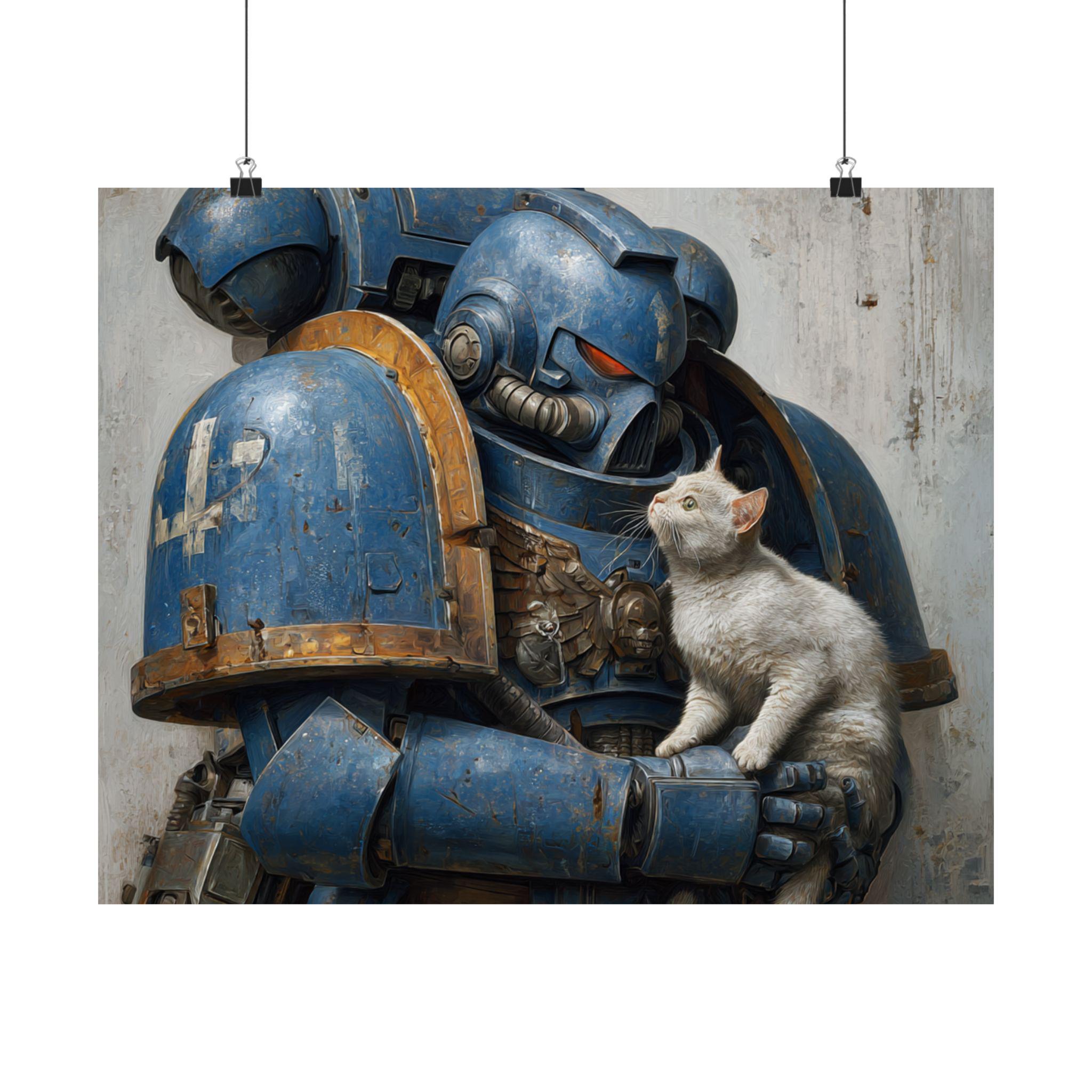 Space Marine and Kitten Art Print // Warhammer-inspired Poster for ...