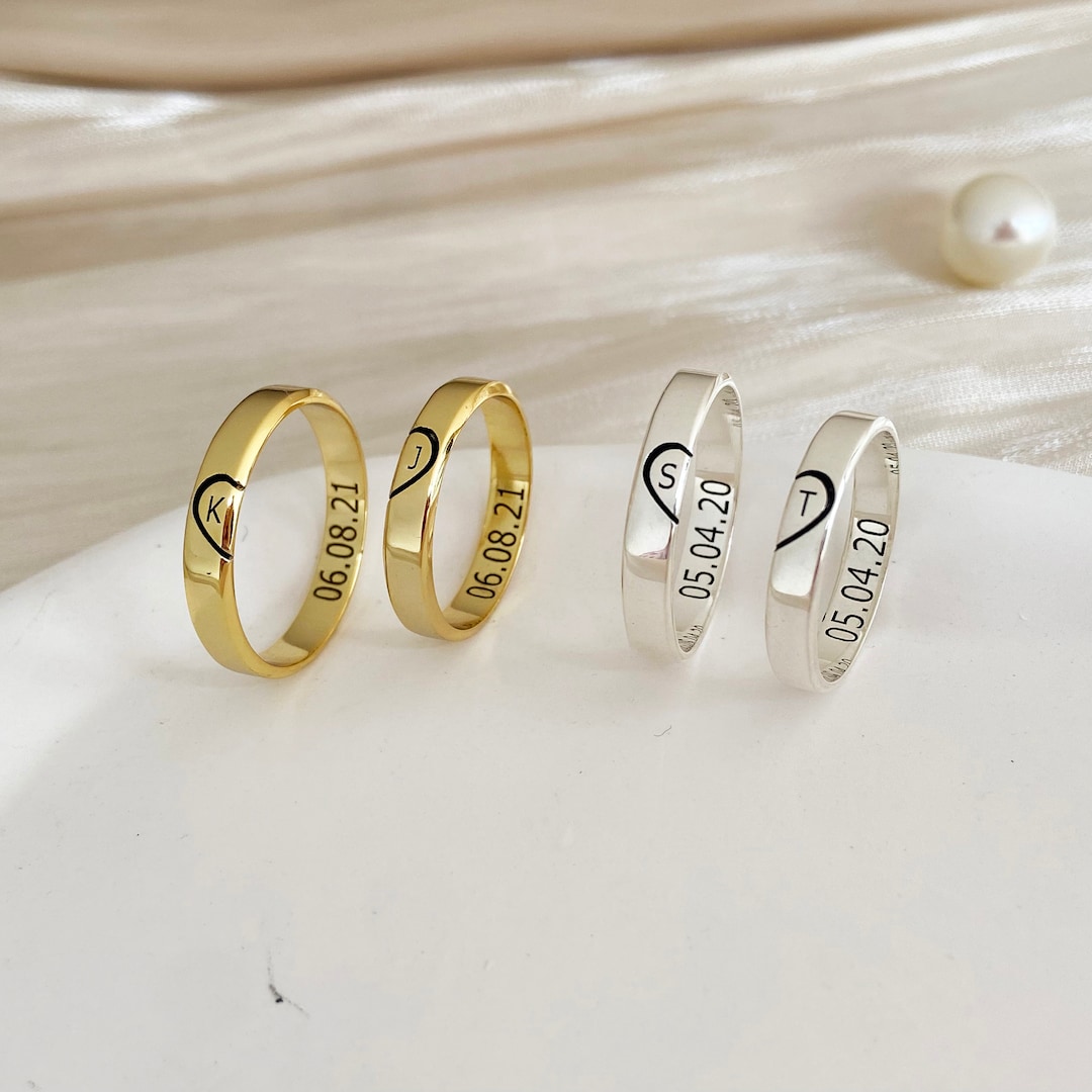 Personalized Initial Ring, Matching Initial Ring Couple Set, Signet ...