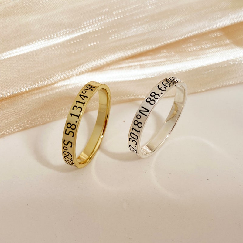 Coordinates Ring - Etsy