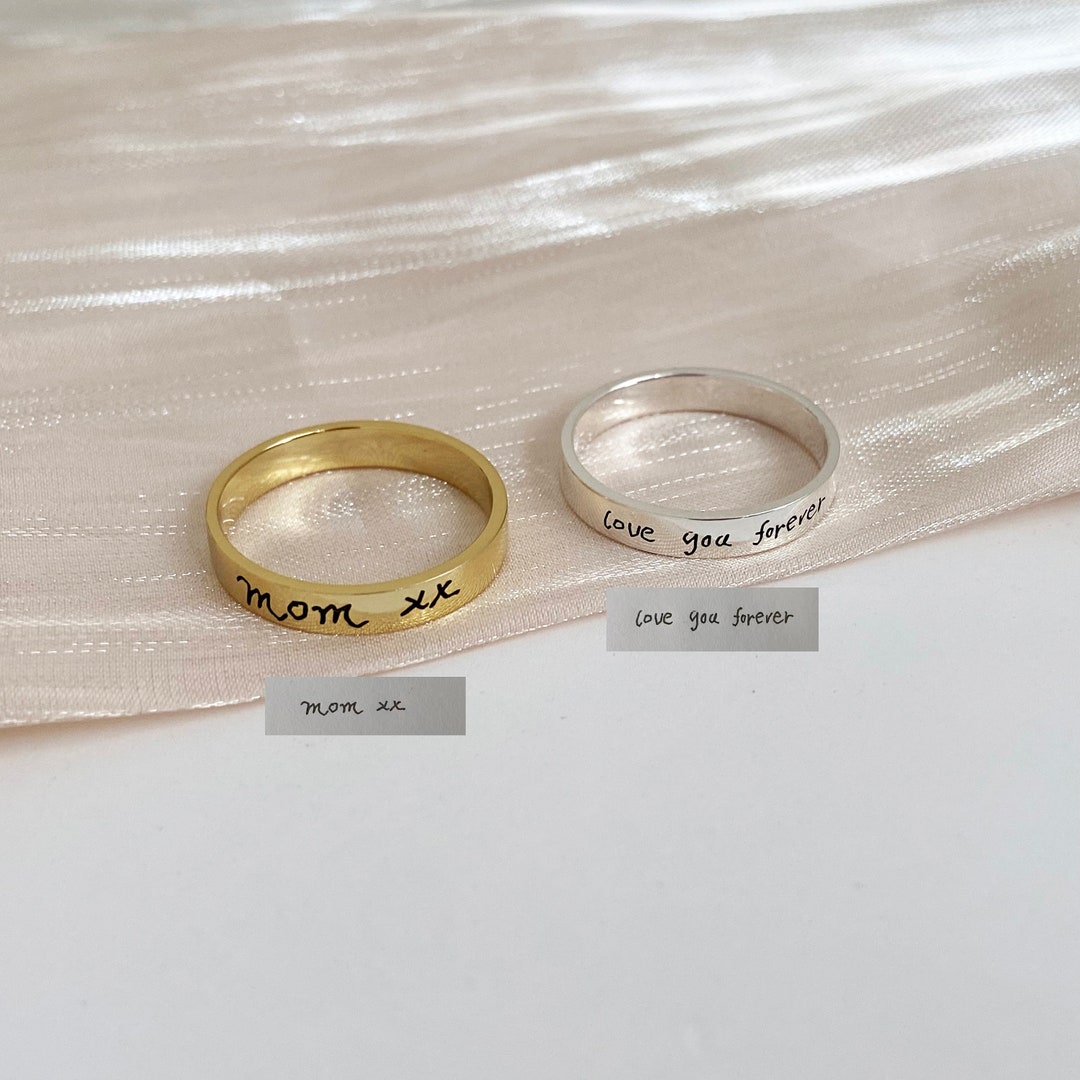 Custom Handwriting Ring, Actual Handwriting Ring, Memorial Gift ...