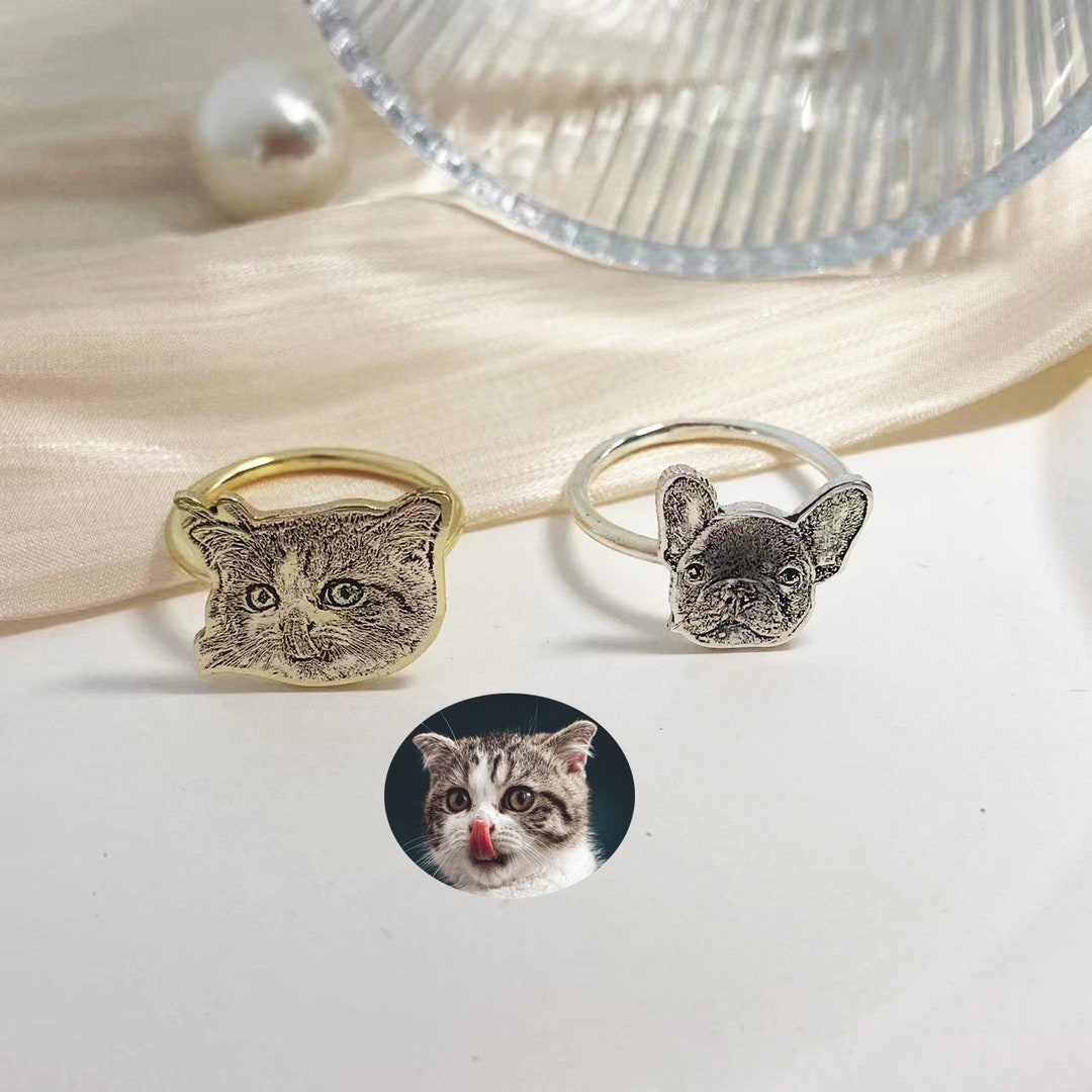 Custom Pet Portrait Ring, Pet Photo Ring, Personalized Pet Ring, Pet ...