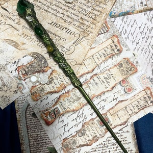 Handcrafted Brave Lion Magic Wand Wooden Crystal Resin Acrylic Wand ...