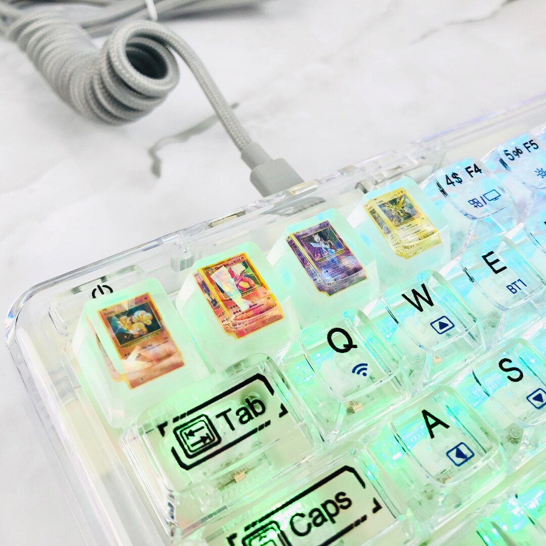60 Type Pokemon Foil Card Keycap Customized Picture Keycaps - Etsy