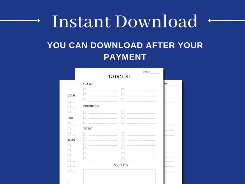 Minimal to Do List Printable, Simple Priorities, Goals, Notes and ...