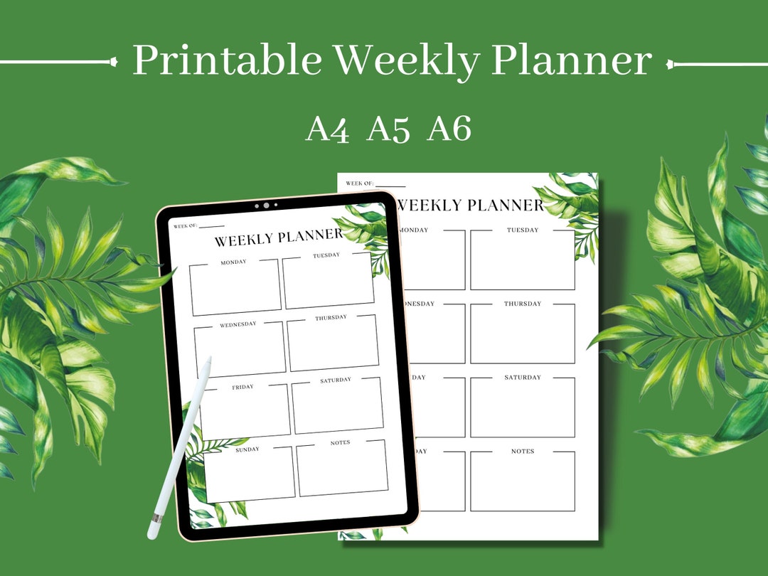 Printable Weekly Planner, Plant Themed Weekly Schedule, Infinity Weekly ...