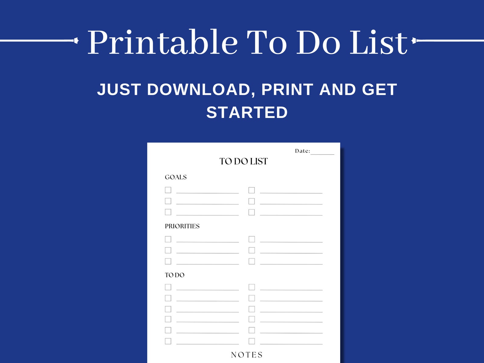 Minimal to Do List Printable, Simple Priorities, Goals, Notes and ...