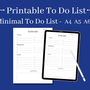 Minimal to Do List Printable, Simple Priorities, Goals, Notes and ...