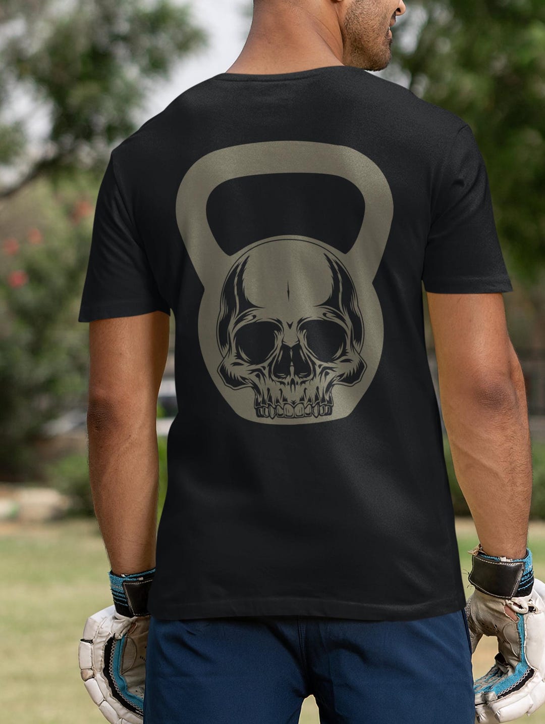 Kettlebell Skull T-shirt - Big Bold Backprint Design for Hardcore ...