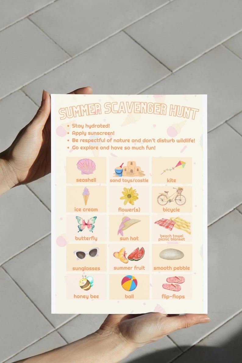 Outdoor Summer Scavenger Hunt- Digital, Printable, Kid Activities ...