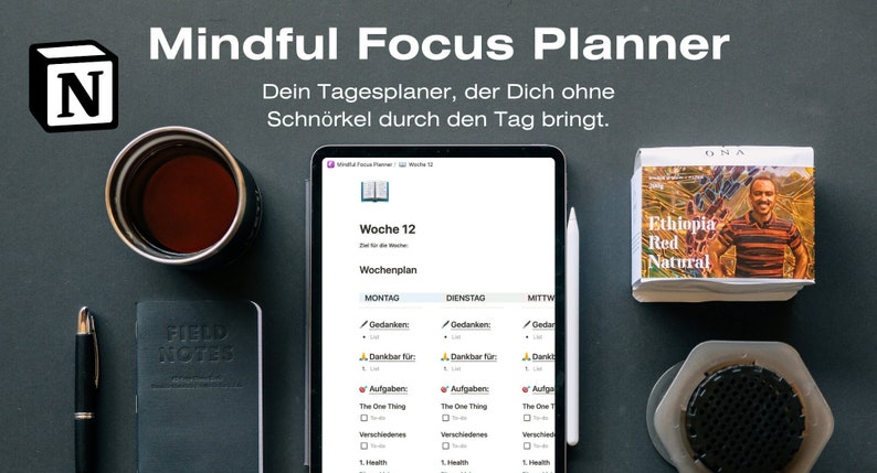 Mindful Focus Planner Notion Template Dein Tagesplaner - Etsy