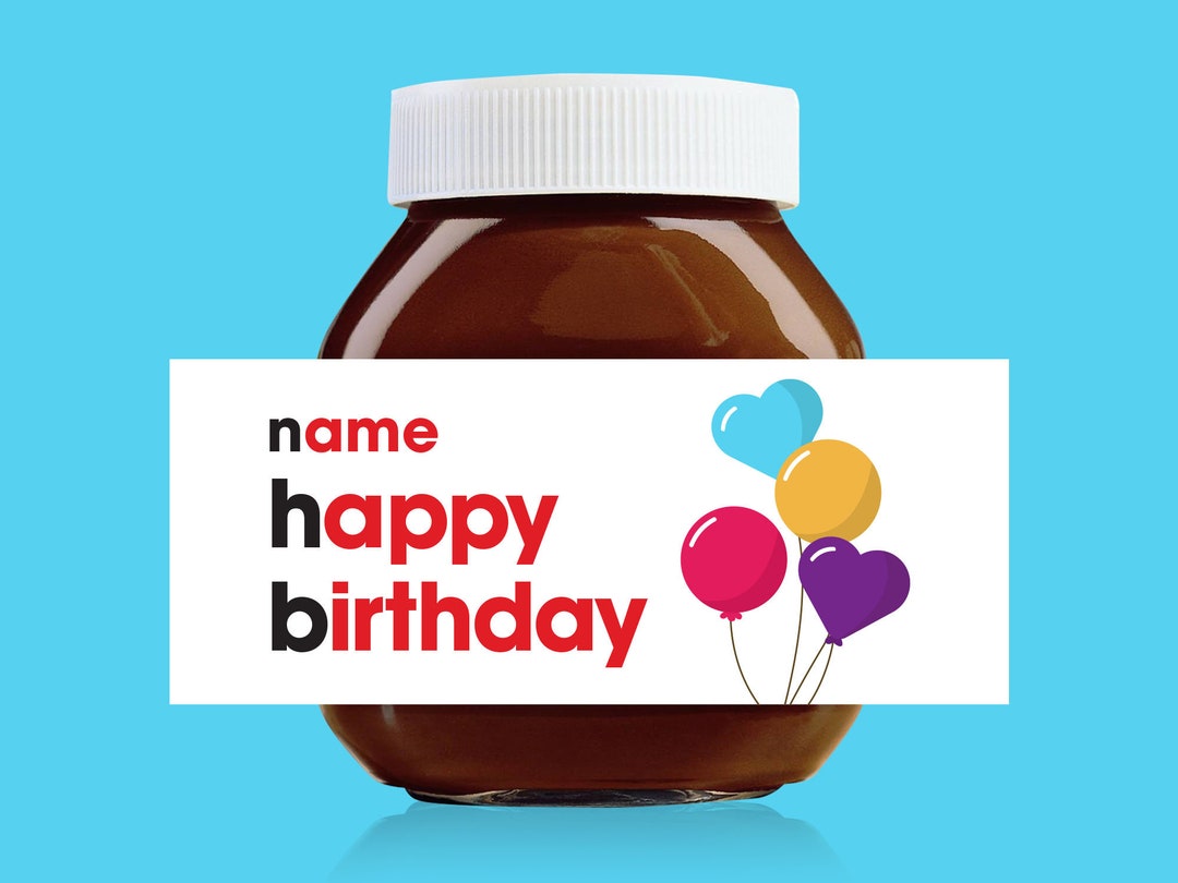 Personalised Nutella Birthday Label - 750g Nutella Jar! - Etsy