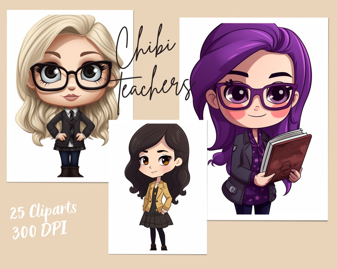 Printable Cute Female Teachers Jpg Clipart, Chibi Teachers Jpg, Teacher ...