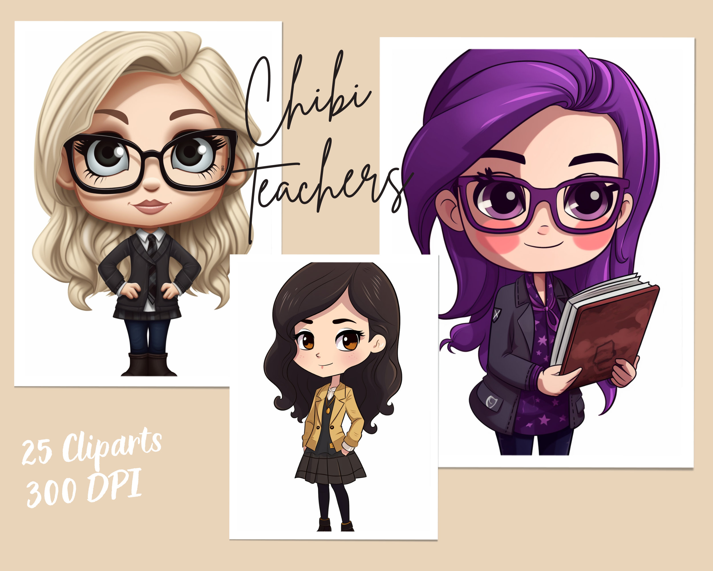 Printable Cute Female Teachers Jpg Clipart, Chibi Teachers Jpg, Teacher ...