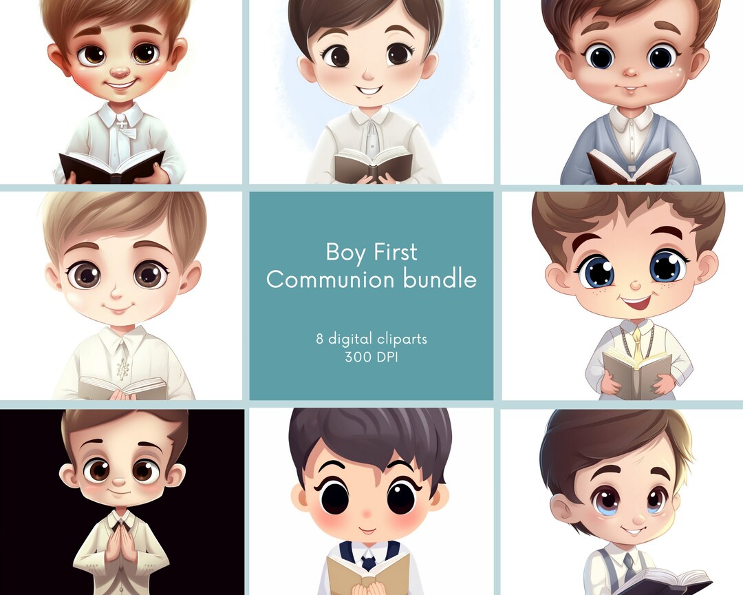 Boy First Communion Clipart, Holy, Bible, Cute Little Boy, Printable ...