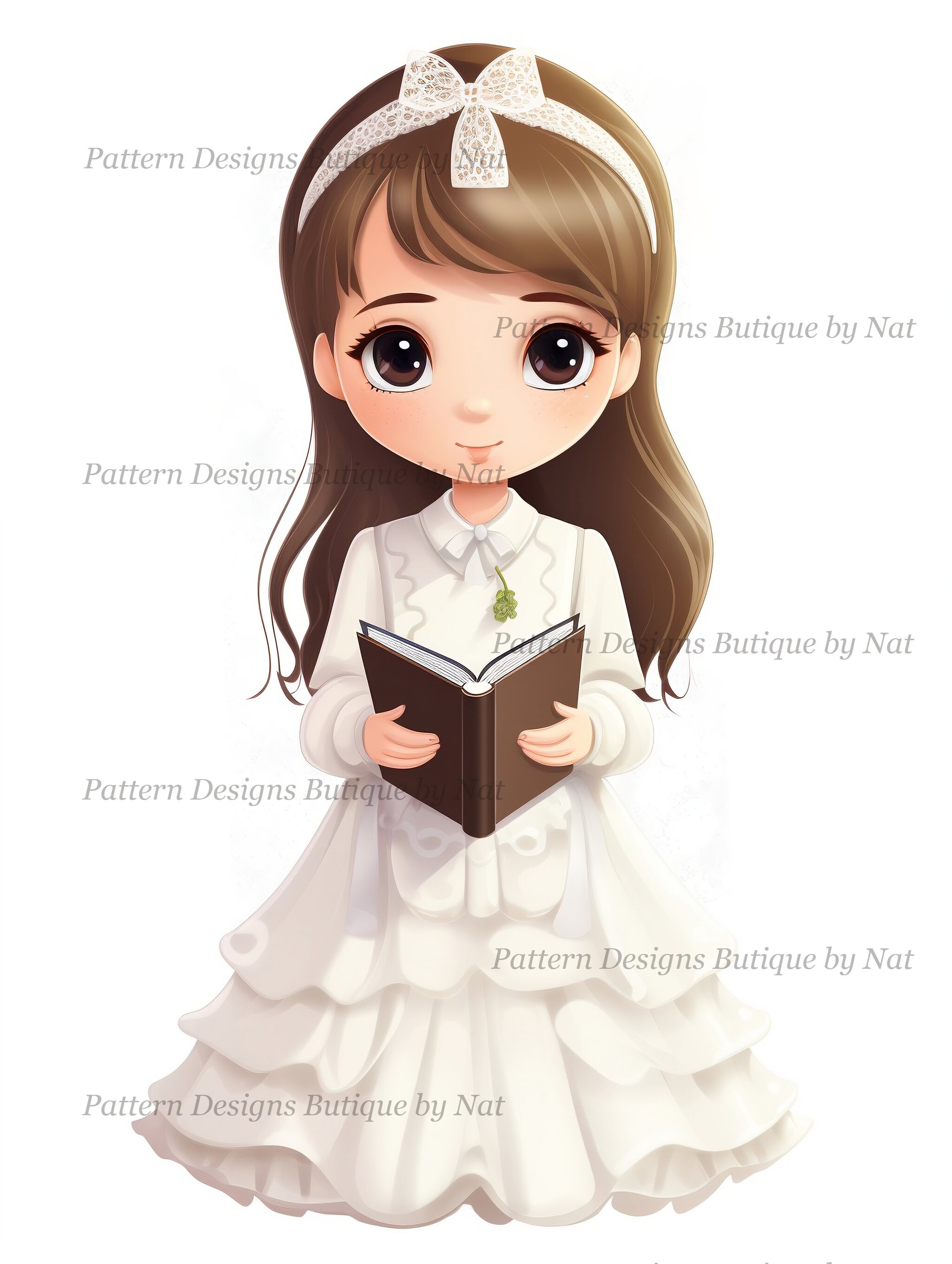 Girl First Communion Clipart Holy Bible Cute Little Girl - Etsy
