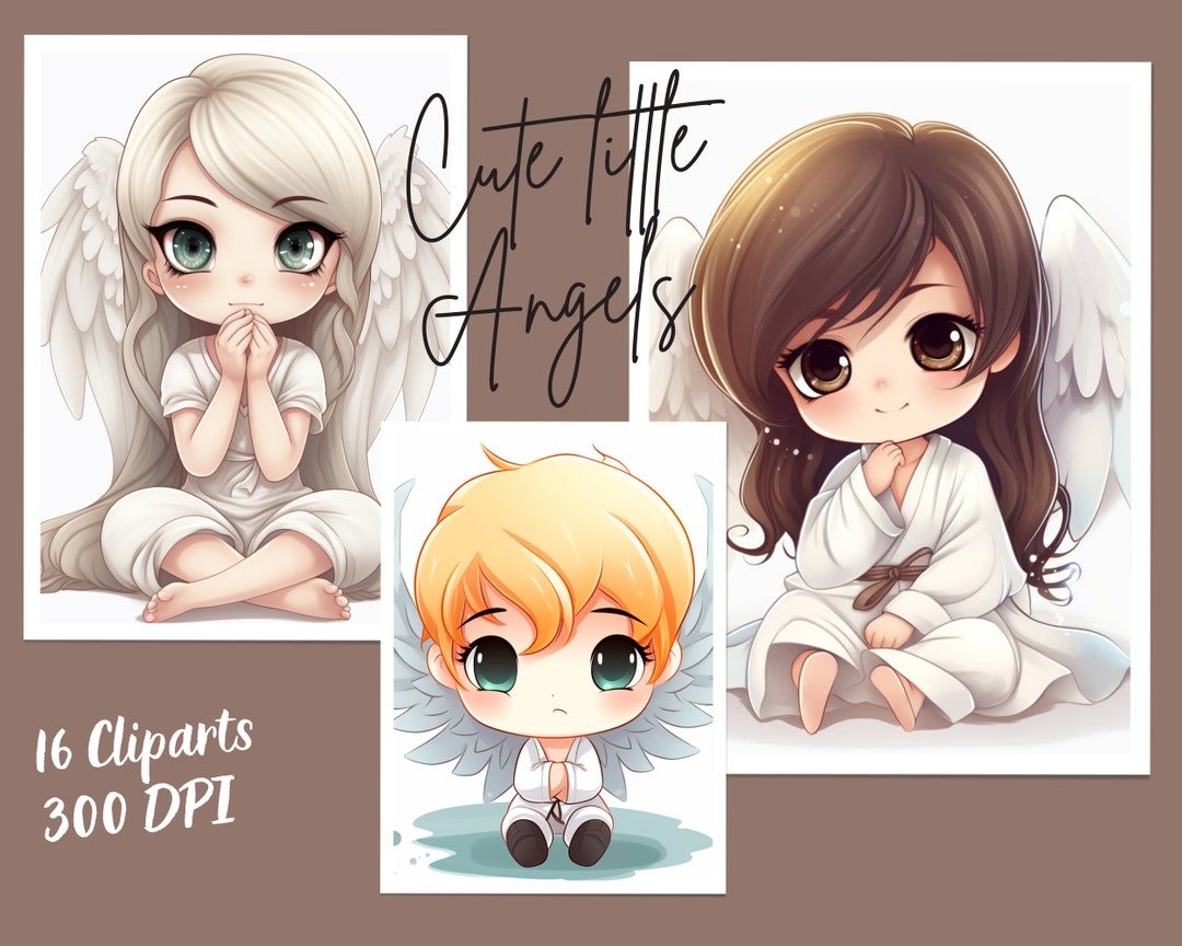 Chibi Angels Clipart Png, Cute Angels Sublimation Bundle, Angel Png ...