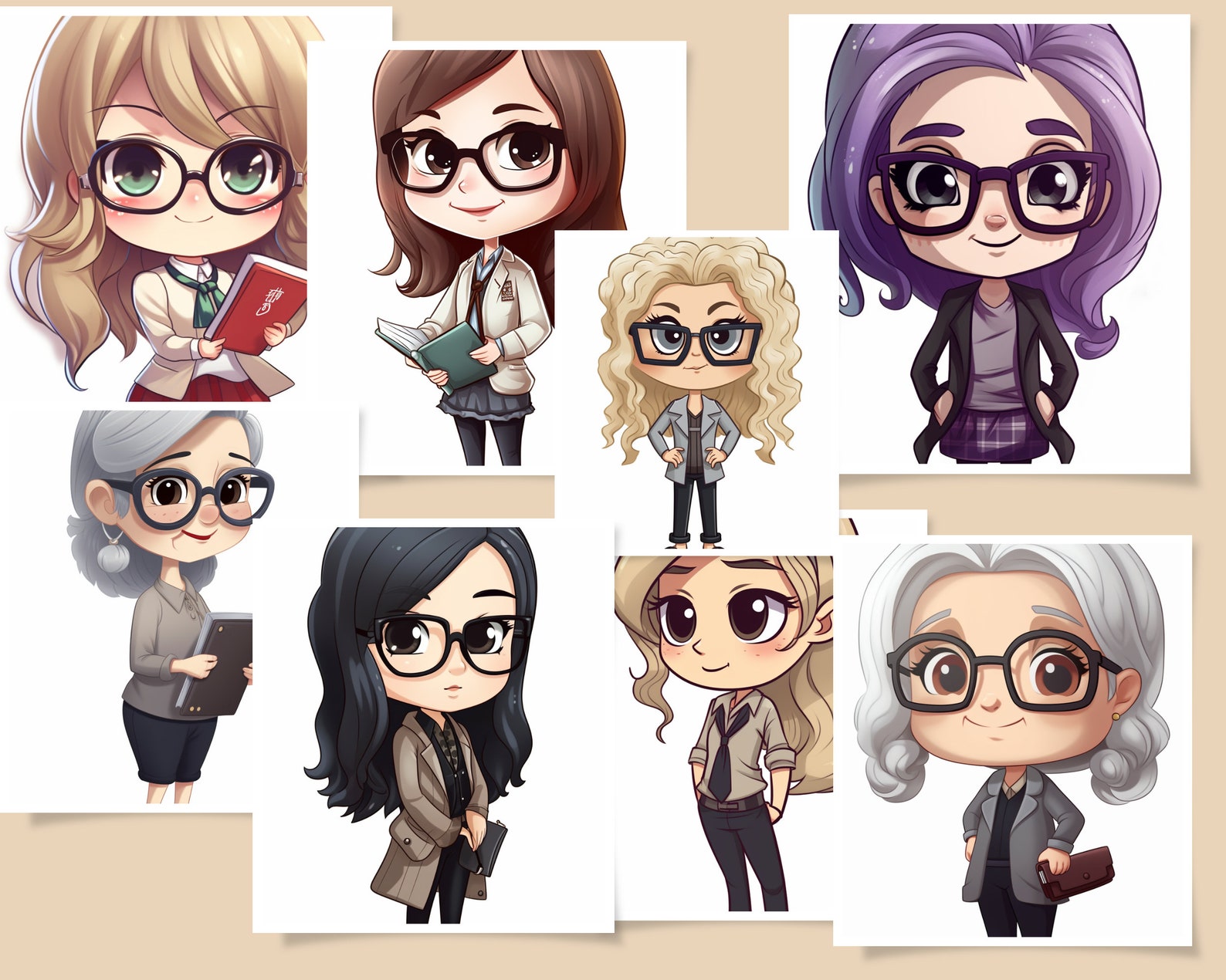 Printable Cute Female Teachers Jpg Clipart, Chibi Teachers Jpg, Teacher ...