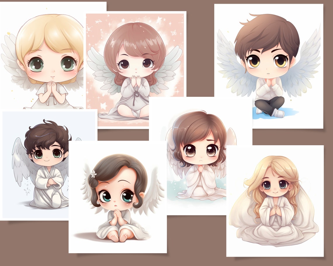 Chibi Angels Clipart Png, Cute Angels Sublimation Bundle, Angel Png ...