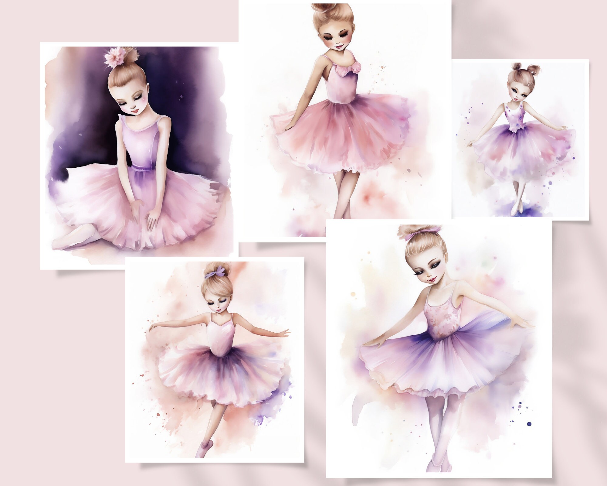 Cute Little Ballerina Clipart Watercolor Sweet Little Girl - Etsy
