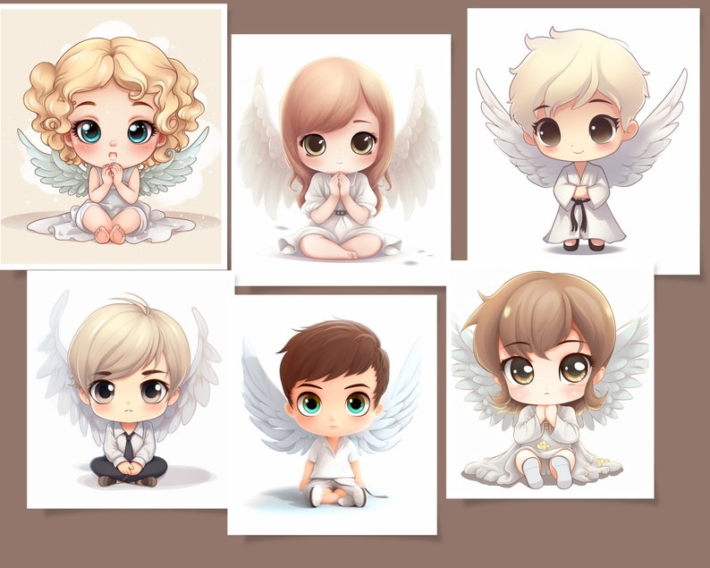 Chibi Angels Clipart Png, Cute Angels Sublimation Bundle, Angel Png ...