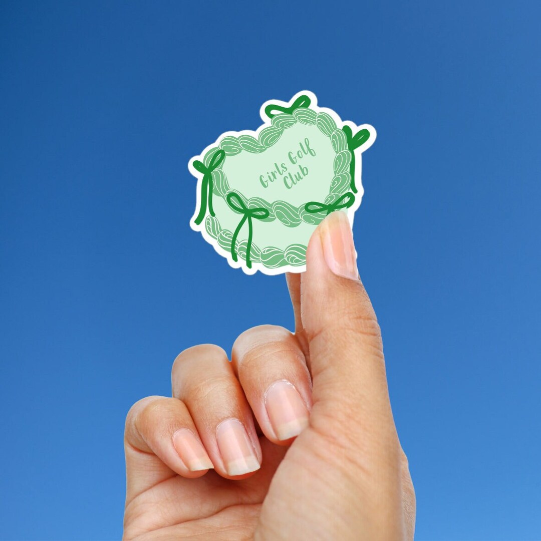 Girls Golf Club Sticker for Gift Cute Women Golf Green Cake With Bows ...