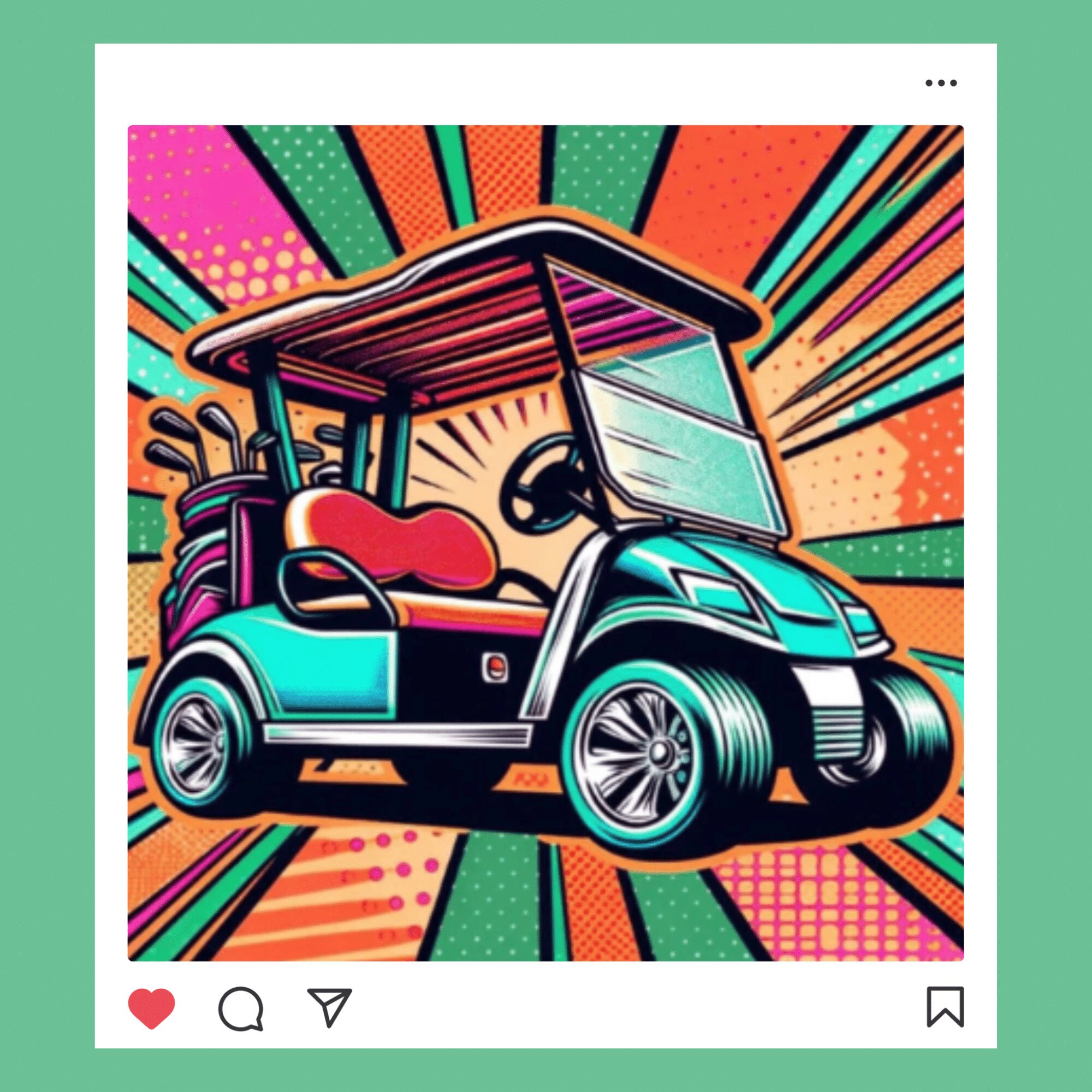 Golf Cart Poster, Retro Golf Cart Print for Office or Boyfriend or ...