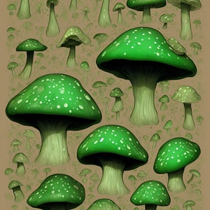 Mushroom Digital Art Printable Mushroom Home Decor A Bundle of Mushroom ...