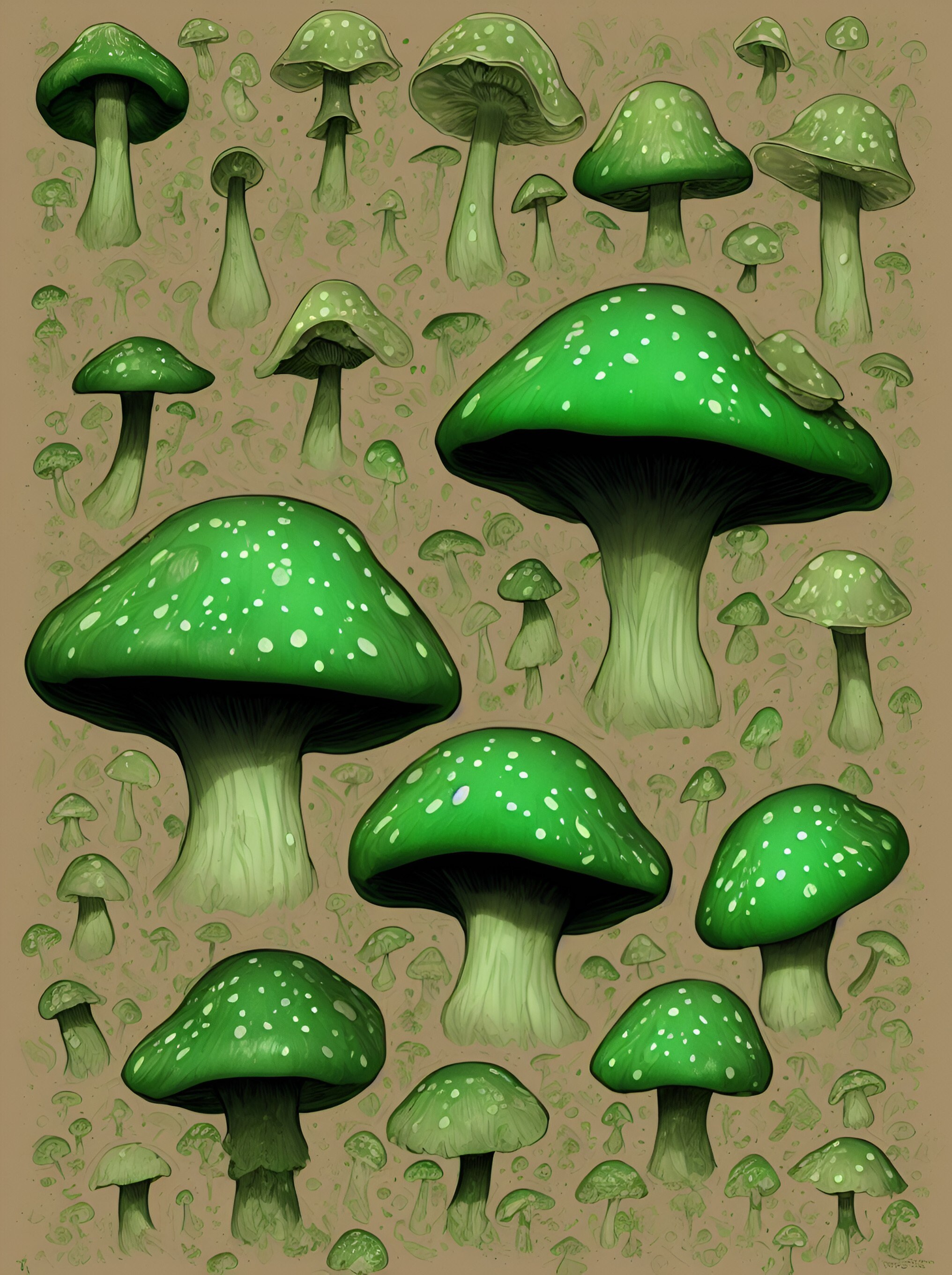 Mushroom Digital Art Printable Mushroom Home Decor A Bundle of Mushroom ...