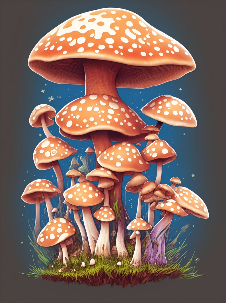 Mushroom Digital Art Printable Mushroom Home Decor A Bundle of Mushroom ...