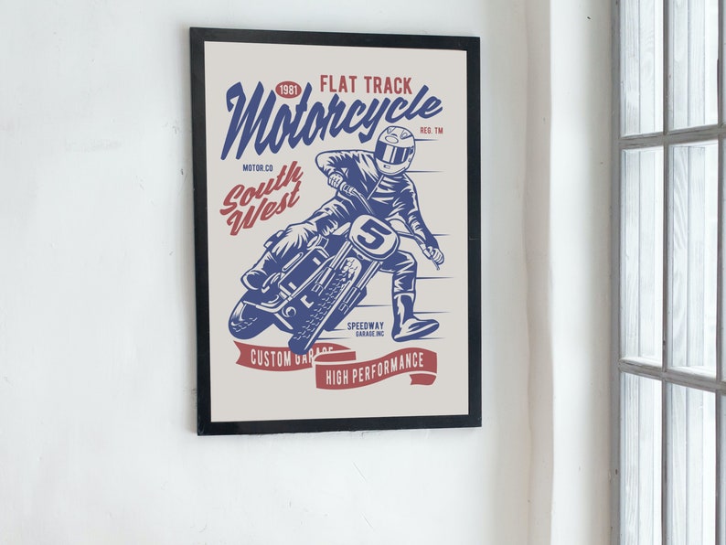 Vintage Poster From 1981 for a flat Track Motorcycle Race. - Etsy