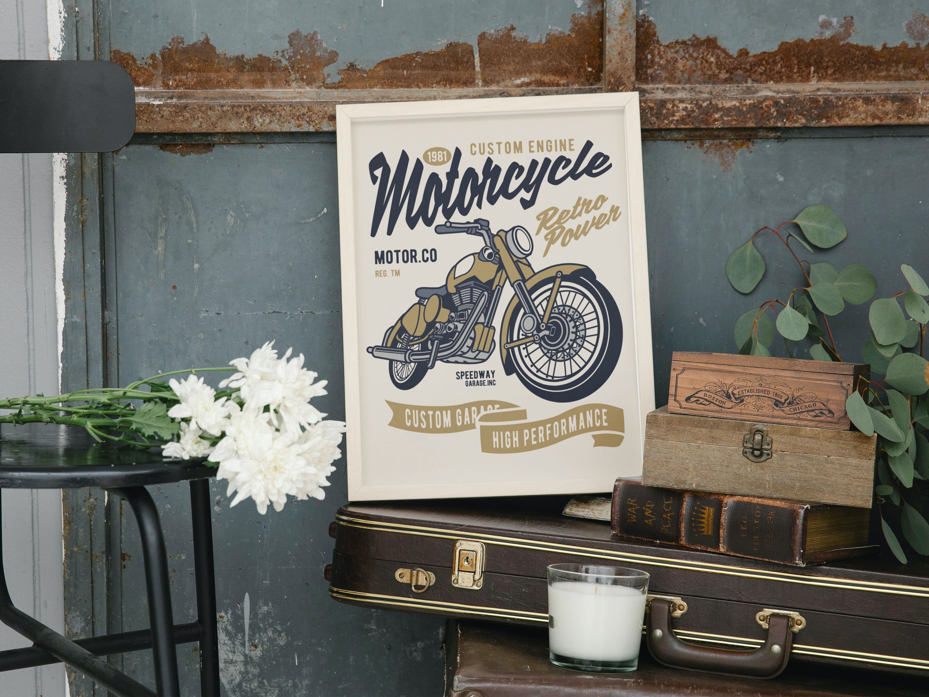 Illustration of a Vintage Garage From the 80s for Enthusiasts of ...