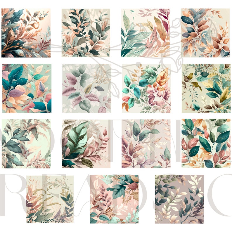 80’s Theme | Windy Leaves Digital Paper | Scrapbook Paper | Printable ...