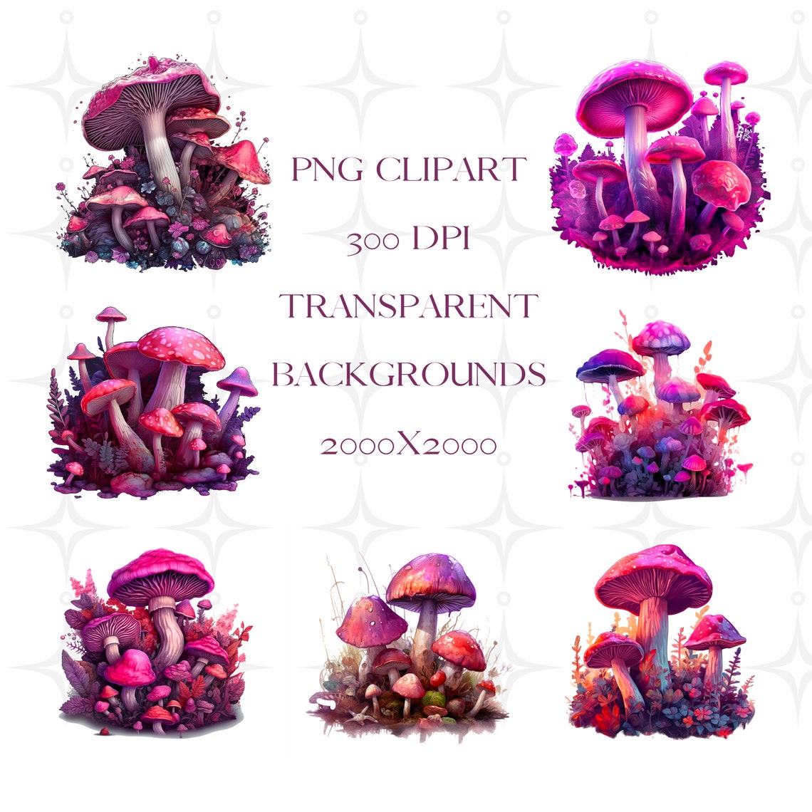 Funky Watercolor Mushroom Clipart for Personal and Commercial Use ...