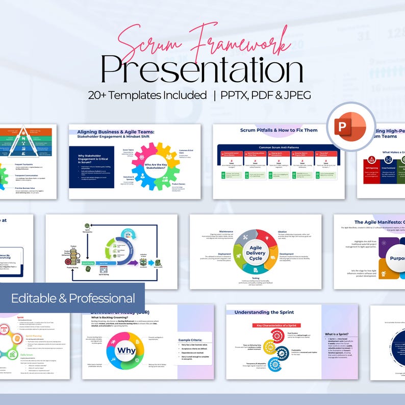 Scrum Framework Powerpoint Template | Agile Project Management | Scrum ...