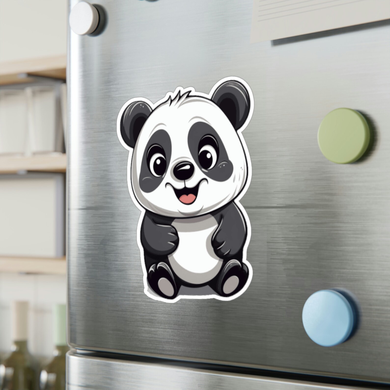 Adorable Smiling Panda Sticker Stick on Laptop, Mugs, Notebooks and ...