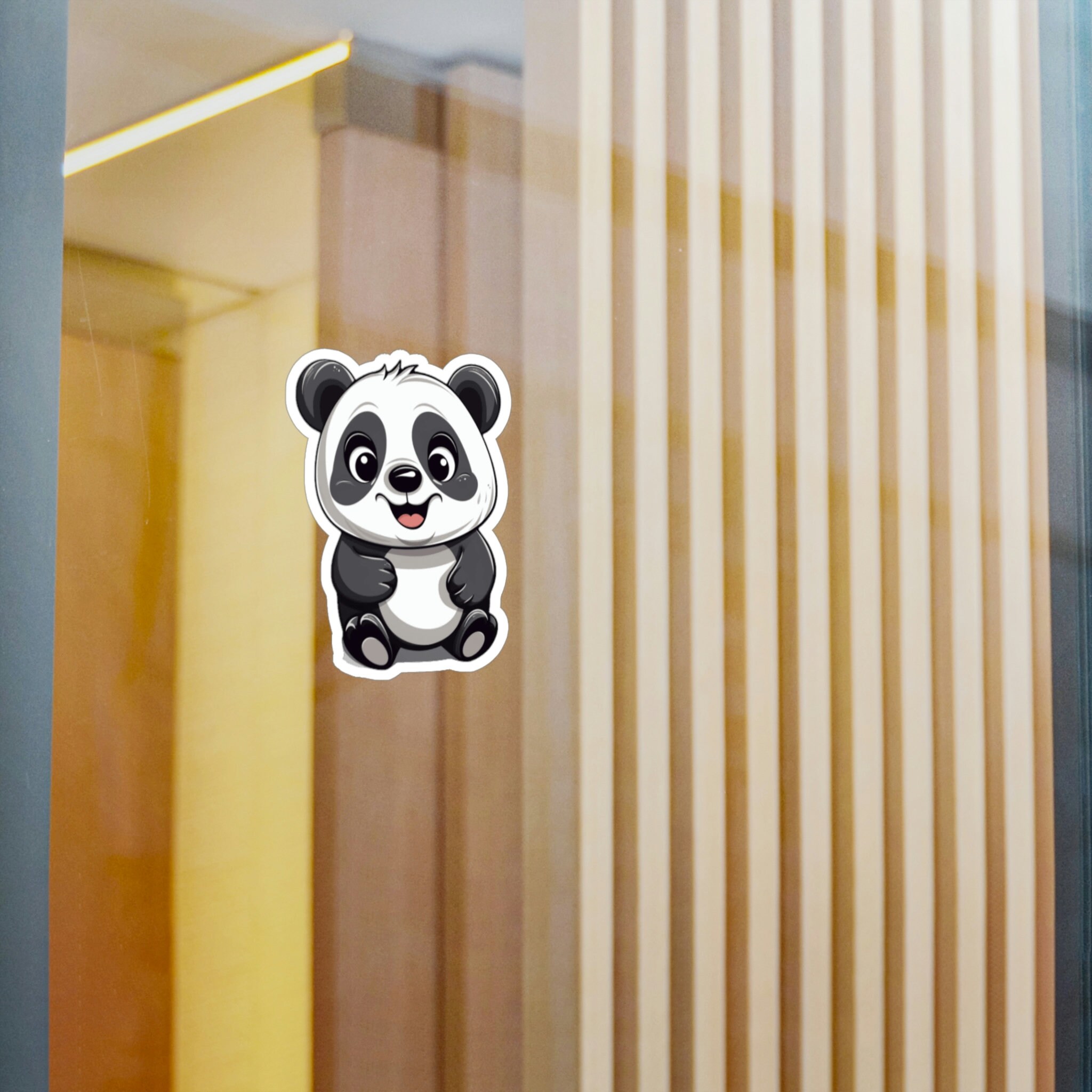 Adorable Smiling Panda Sticker Stick on Laptop, Mugs, Notebooks and ...