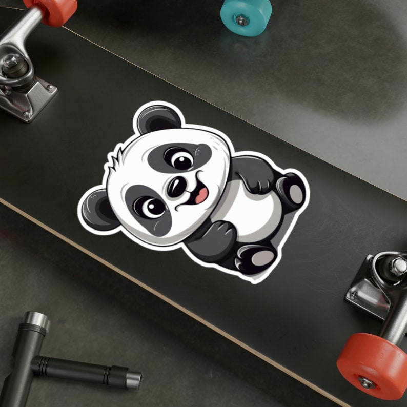 Adorable Smiling Panda Sticker Stick on Laptop, Mugs, Notebooks and ...