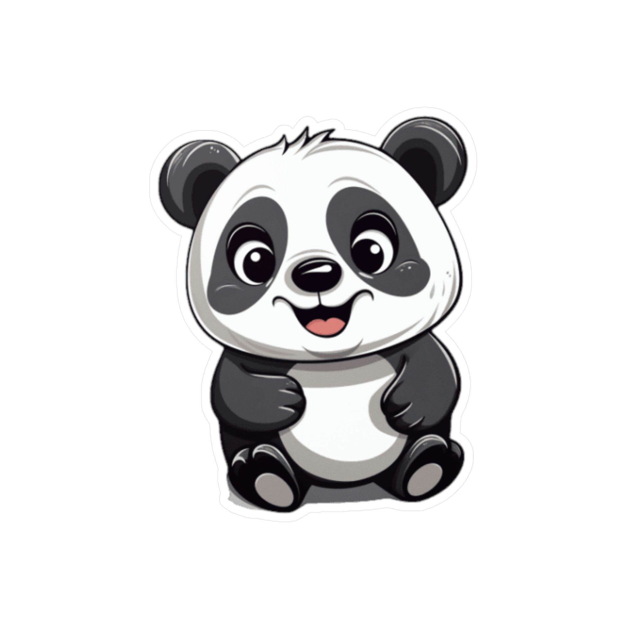 Adorable Smiling Panda Sticker Stick on Laptop, Mugs, Notebooks and ...