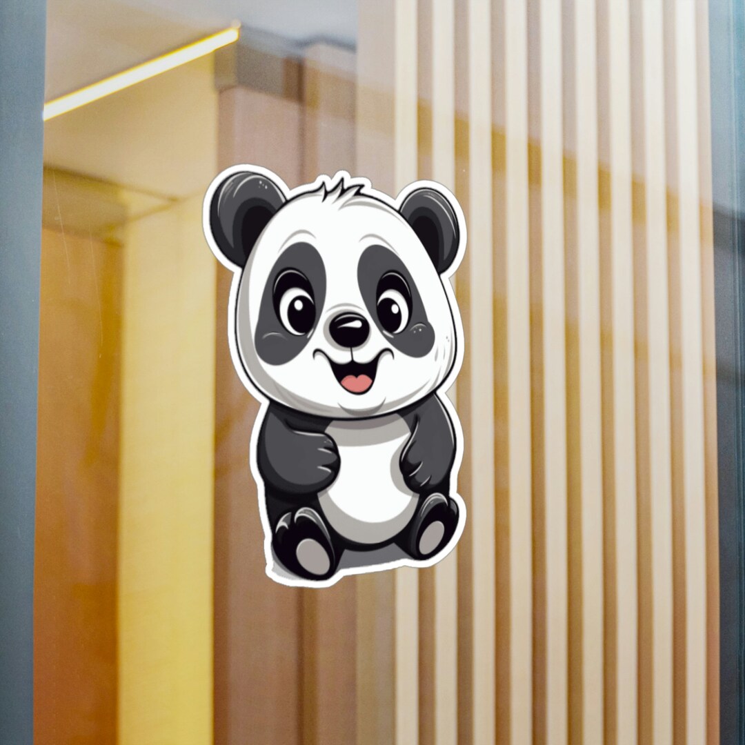 Adorable Smiling Panda Sticker Stick on Laptop, Mugs, Notebooks and ...