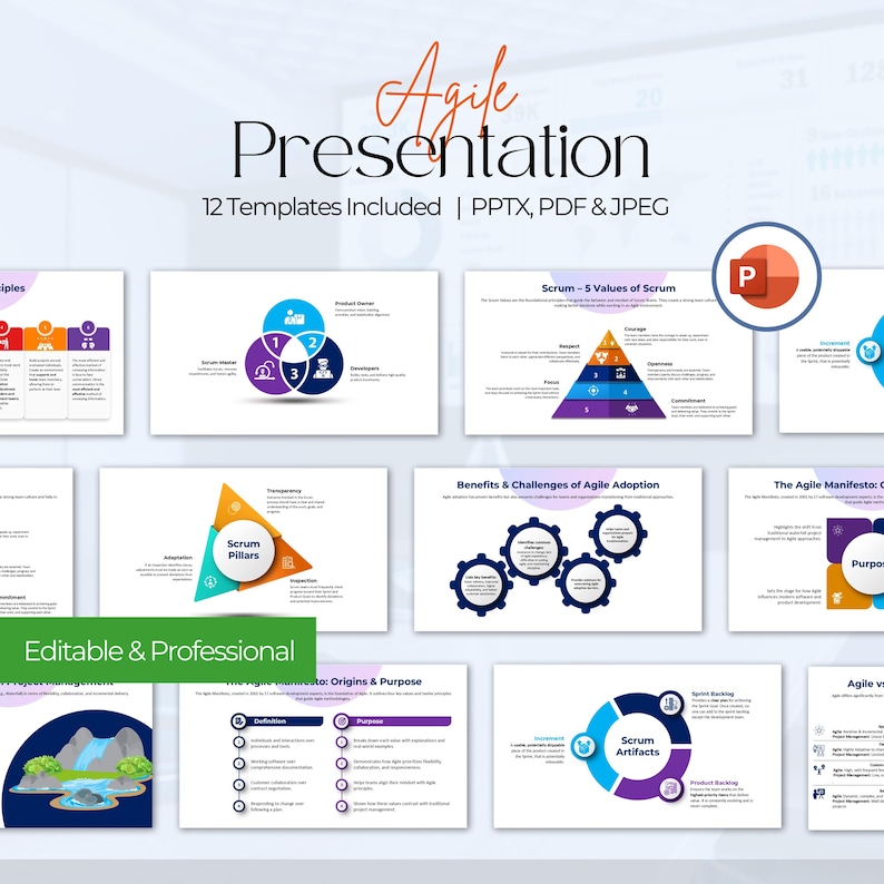 Agile Manifesto Powerpoint Template | Agile Values & Principles ...
