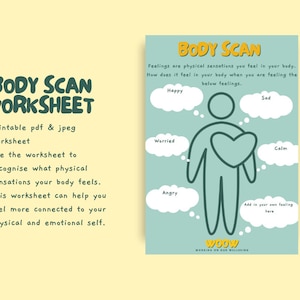 Body Scan Emotions Worksheet: Mental Health Calming Technique (PDF ...